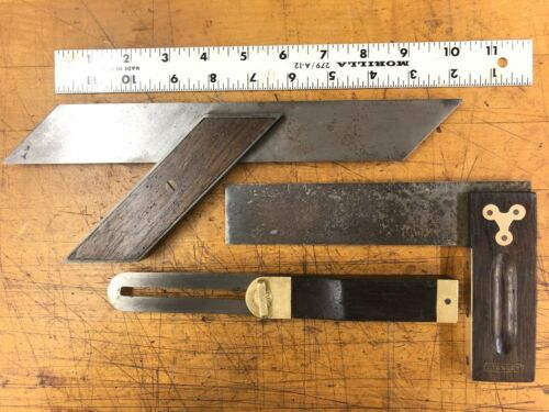 3 Nice squares: Tri Square, Miter Square, Sliding T-bevel -- Antique ...