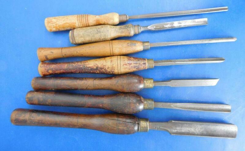 7 Beautiful Antique Long Handled Wood Turning Chisels Marples Sorby ...