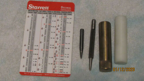 ASSORTED MACHINIST TOOLS & STARRETT PUNCH AND CHART -- Antique Price ...