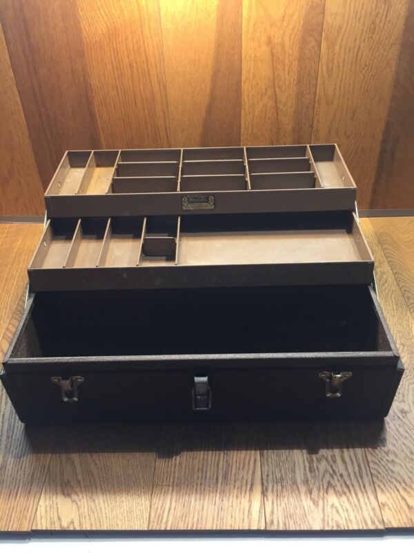Vintage Kennedy Kits T-18 Metal Cantilevered Two Tray Tool / Tackle Box ... Vintage Kennedy Kits T-18 Metal Cantilevered Two Tray Tool / Tackle Box ...