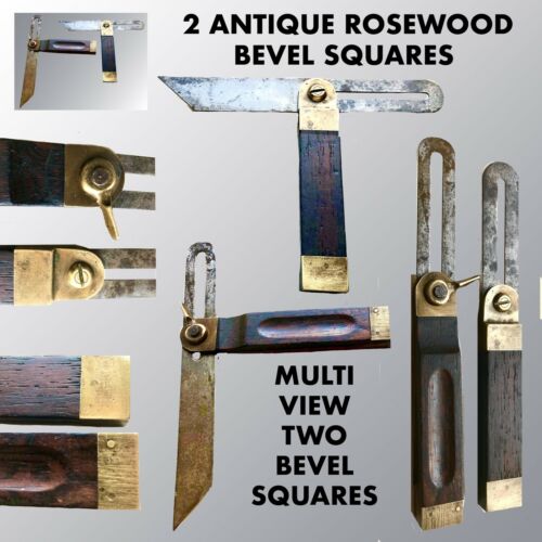 2 DIFFERENT ANTIQUE ROSEWOOD ADJUSTABLE BEVEL CARPENTERS T-SQUARES ...