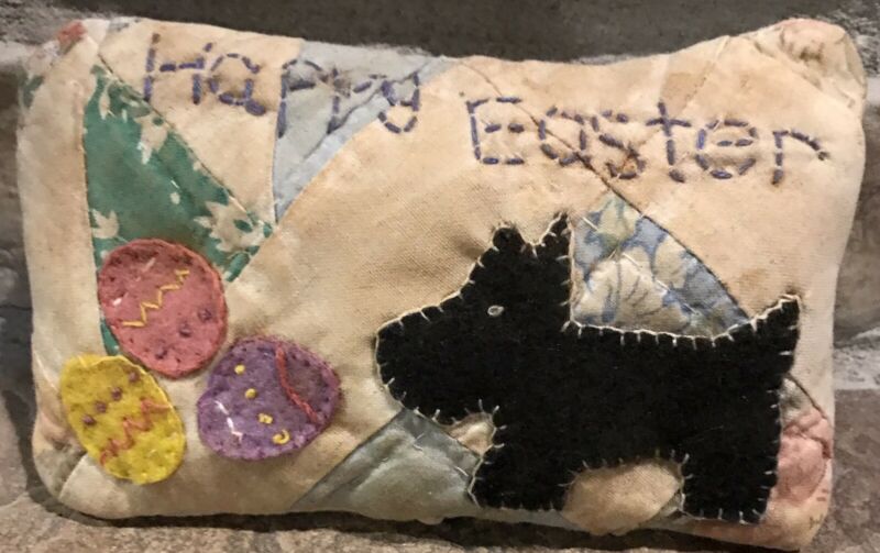 Primitive *Happy Easter* Scottie Dog Shelf Pillow-Made From Vintage ...