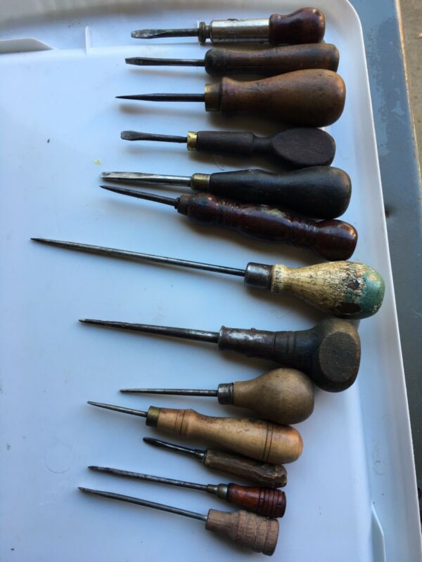 ANTIQUE Tools Lot 13 Wood Handle 1 Yankee Ratchet No 15 Screwdrivers ...