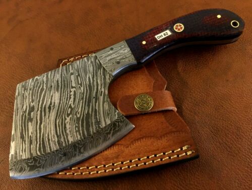 Handmade Custom Damascus Steel Hatchet Axe Functional Camping Dh82