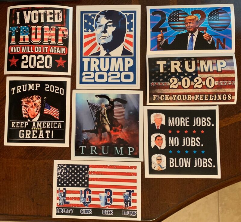 LOT OF 8 President Donald Trump 2020 Waterproof Vinyl Car Stickers ...