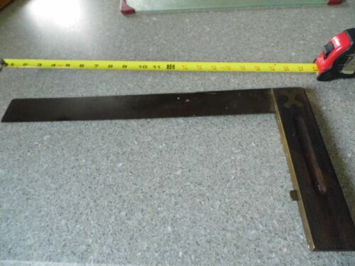 Large Vintage Carpenters T-square w/brass inlay - 20" by 10" -- Antique ...
