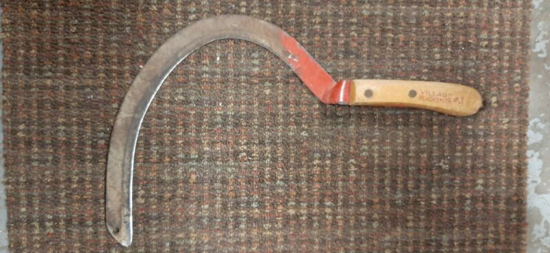 Antique Sickle Hand Scythe Farm Tool Vintage Wood Handle Blade Tools ...