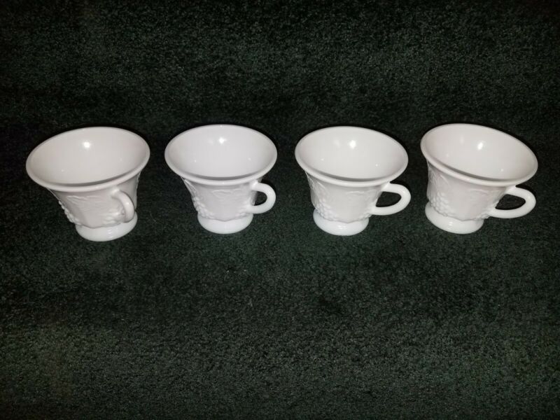 Vintage Milk Glass Tea Cup Set 4 Pieces Flawless Condition -- Antique ...
