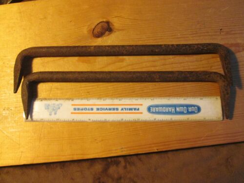 pair of 13" antique log dogs; 1880''s lumberjack tool for joining log ...