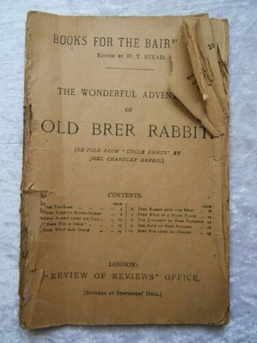 Antique c1896 THE WONDERFUL ADVENTURES OF OLD BRER RABBIT BOOKS FOR THE ...