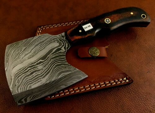 Handmade Custom Damascus Steel Hatchet Axe Functional Camping Dh98