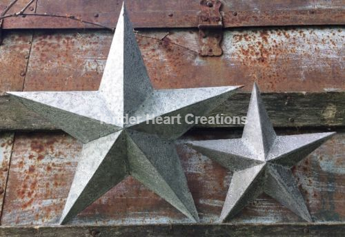 GALVANIZED PATINA PRIMITIVE BARN STARS 12" & 8" RUSTIC COUNTRY AMERICAN ...
