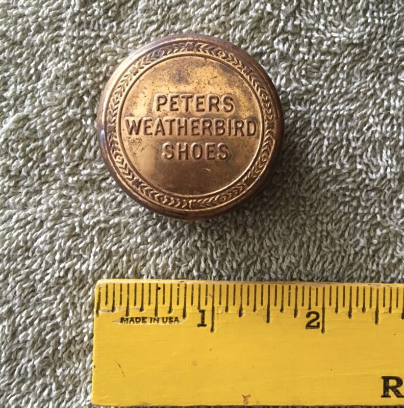 Vintage Peters Weatherbird Shoes Tin -- Antique Price Guide Details Page