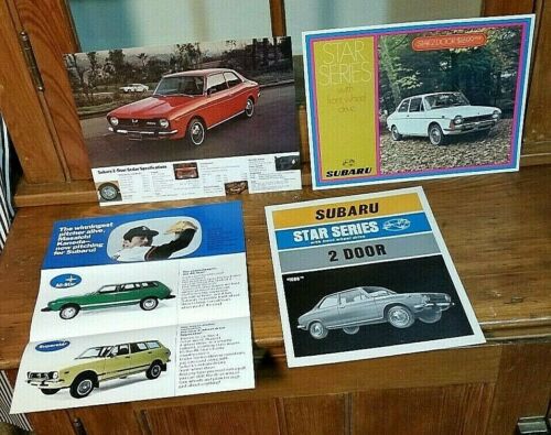4 vtg SUBARU Star series 2 door car sales auto Brochure flyer sheet ...