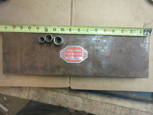 vintage firestone metal socket set box & 3 firestone sockets 3/8" drive ...