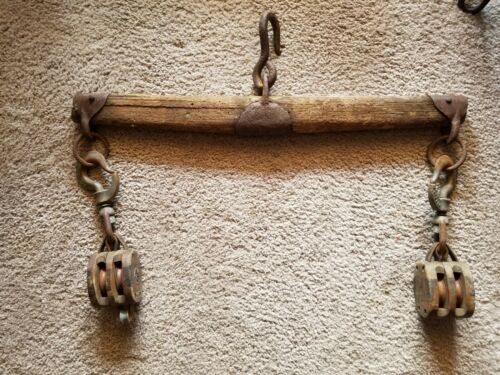 Vintage Wooden Barn two Pulleys system Decor Farm Tools -- Antique ...