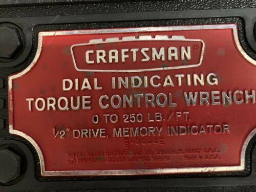 Vintage Craftsman Dial Indicating Torque Control Wrench 1/2" 9-44442 ...
