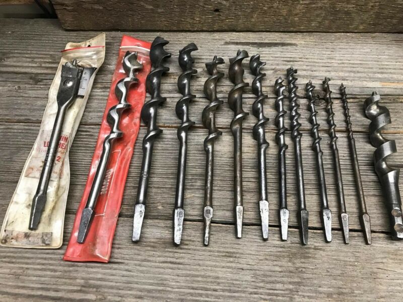 Vintage (13) Bit Hand Drill Auger Drill Bits USA Irwin, Craftsmen ...