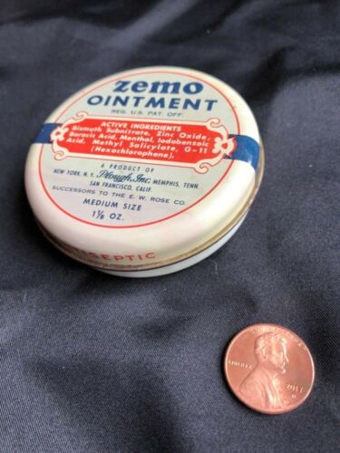 ZEMO vintage Ointment Advertising Medicine Tin 1 1/8 Oz New York ...