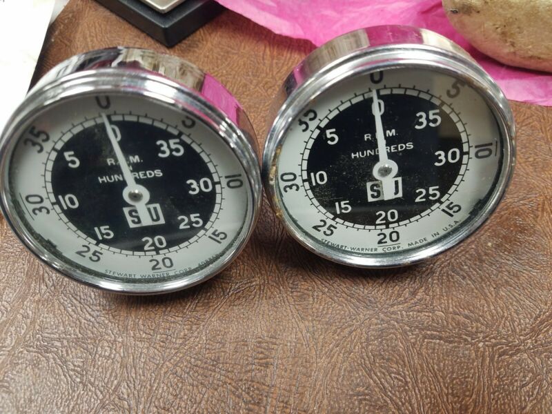 SET OF 2 Vintage Stewart Warner 757W Handheld Tachometers -- Antique ...