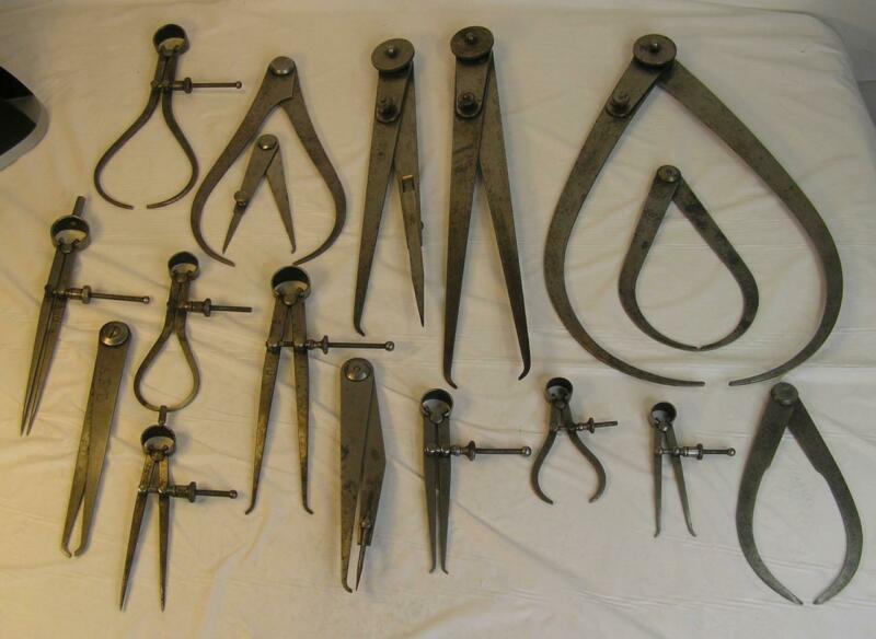 VINTAGE LOT OF 17 DIVIDER CALIPERS METAL WORKING MACHINIST TOOLS ...