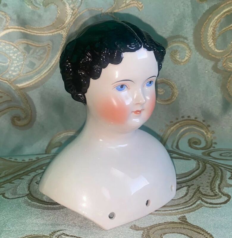 Antique German Shoulder Head China Doll Head Marked “ 8 “ Antique