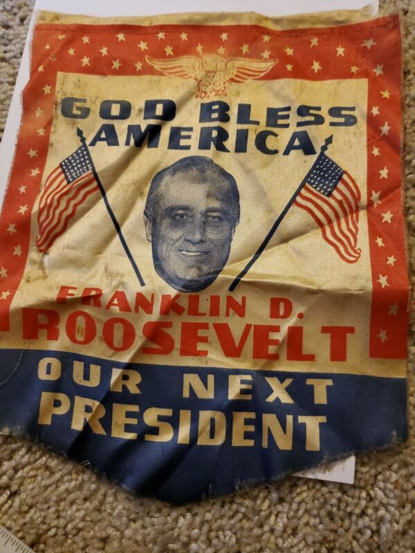 RARE 1932 FRANKLIN D. ROOSEVELT Campaign Banner Flag - "Our Next ...