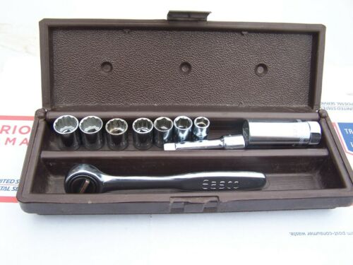 VINTAGE EASCO AMERICAN MADE 3/8" DRIVE METRIC SOCKET SET 721107 RATCHET ...