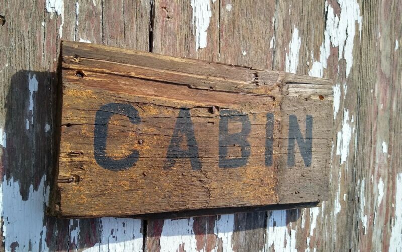 Old early Primitive antique farm chippy Barn wood CABIN sign lake house ...