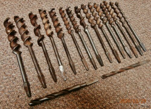 VINTAGE WOOD AUGER BIT-(17)-MIXED LOT-HAND BRACE DRILL BITS,Various ...
