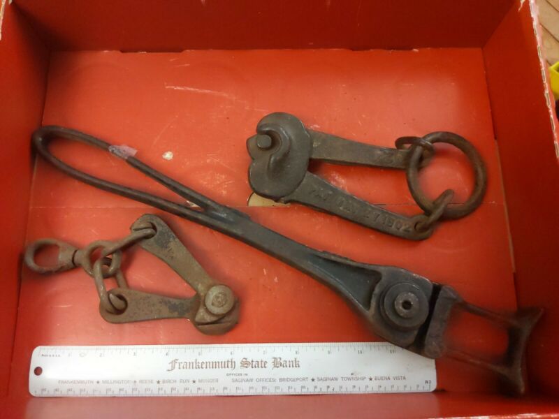 (3) Fence Stretchers Barb Wire Vintage Farm vintage tool industrial pat ...