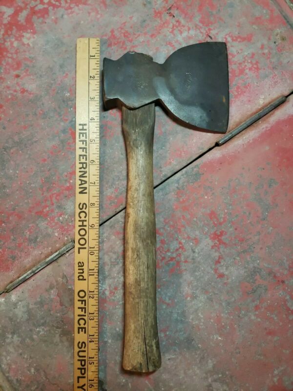 Vintage Antique Broad Head Hewing Axe Hatchet w/ Handle Unmarked Good ...