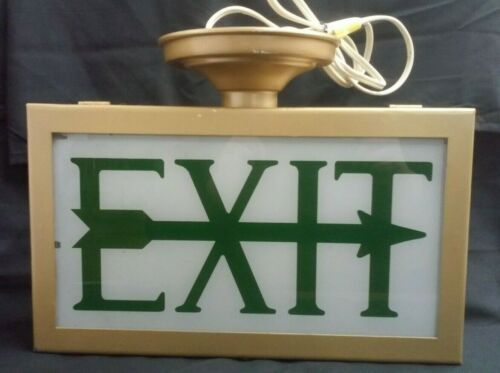 Vintage One Sided Exit Sign Metal Glass Green Letters Mid Century Modern Antique Price Guide