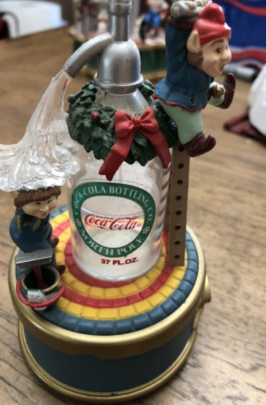 Coca-Cola Bottling Elves Music Box 6" Tall 1995 Authorized Coke ...
