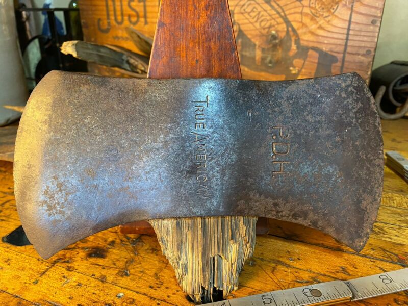 I6 VINTAGE TRUE AMERICAN MANN DOUBLE BIT AX AXE HEAD -- Antique Price ...
