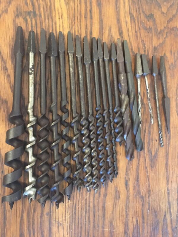 Vintage Lot 18 Barn Auger Bits Woodworking Carpenter Collectible Tools ...