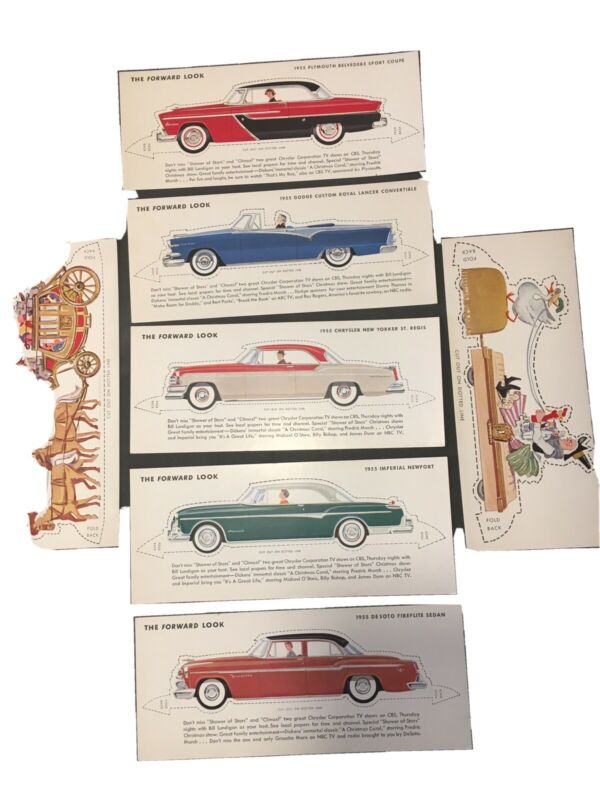 1955 Mopar Forward Look Parade Cutout Cards Chrysler DeSoto Plymouth ...
