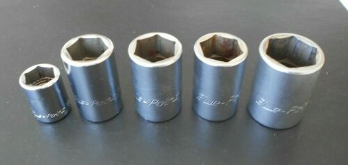 Vintage Blue Point SAE 1/2" Drive Sockets (4) + 3/8" Drive Socket Made ...