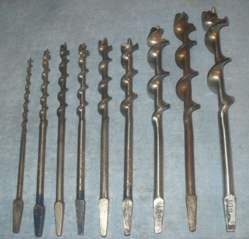 Vintage CRAFTSMAN Brace Auger Bit 9-Lot Wood Boring Drill Auger ...