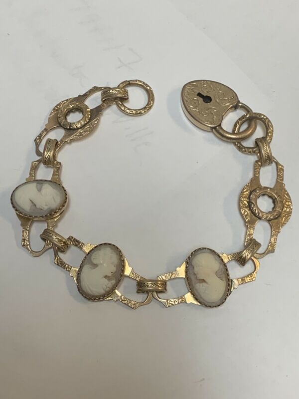 Vintage S. O. Bigney Co. Victorian Cameo Gold Filled Heart Padlock ...