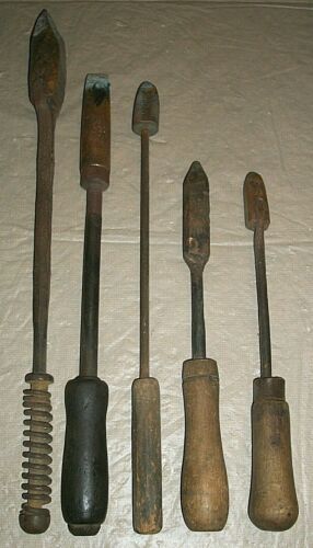 Lot of 5 Antique Copper Head Soldering Irons Wood Handles Blacksmith ...