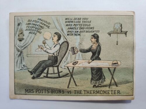 Late 1800''s Trade Card Mrs Potts'' Cold Handle Sad Iron NO Reserve ...