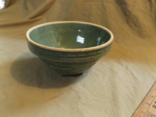 Vintage 7" Greenware Glazed Kitchen Yelloware Base Mixing Bowl Hall ...