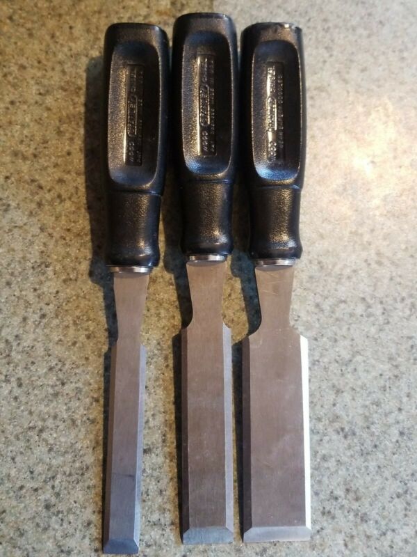 Vintage Stanley Wood Chisel Lot(3) Black Composite Handle amazing ...
