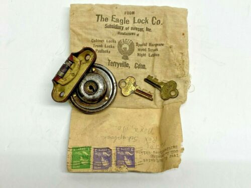 Vintage Eagle Lock Company Trunk Lock & 2 Keys No. 56v19 Original ...