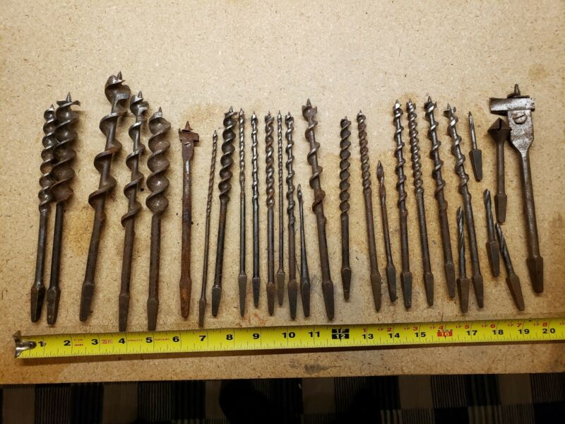 28pc Vintage Auger Bits, Hand Crank Drill Primitive lot -- Antique ...