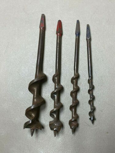 4 vintage Craftsman hand brace auger drill bits w/ rare # 20 old ...