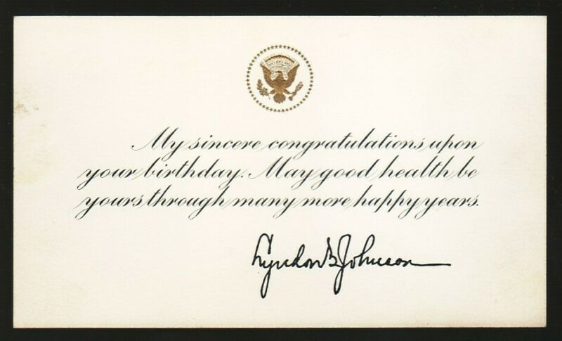 1964 Lyndon Johnson Birthday Card with Mailing Envelope -- Antique ...