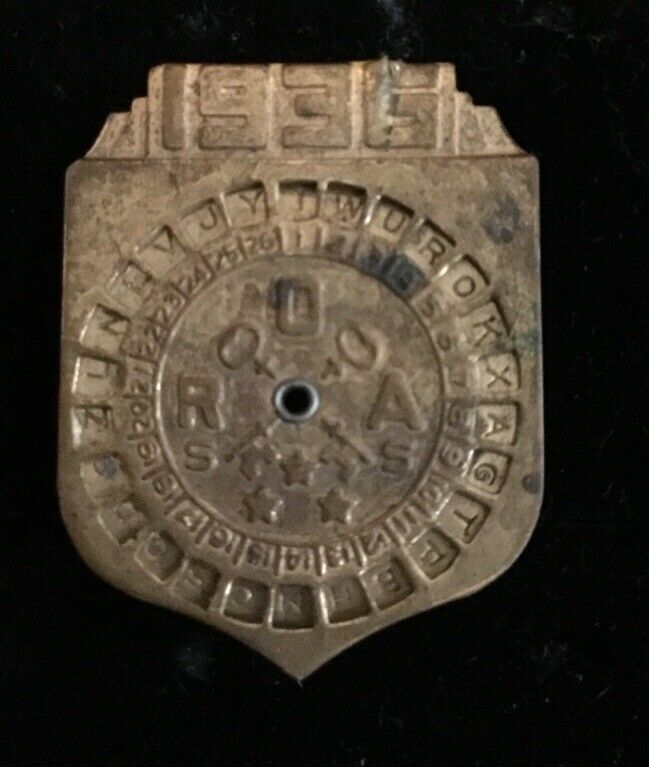 Vintage 1936 Ovaltine Radio Orphan Annie Brass Decoder Badge Pin ...