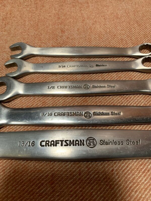 Vintage 1973 Craftsman Stainless Steel Open End Wrench Lot Moore Drop ...